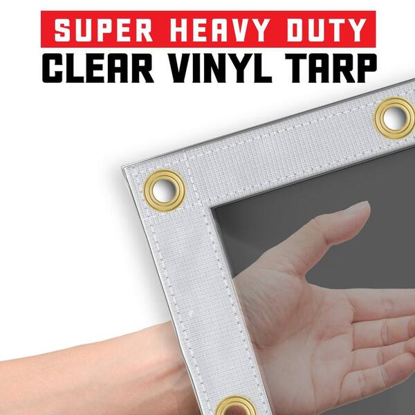 CORE TARPS 8 ft. X ft. 16 Clear Grey Extreme Heavy Duty 30 Mil Vinyl ...