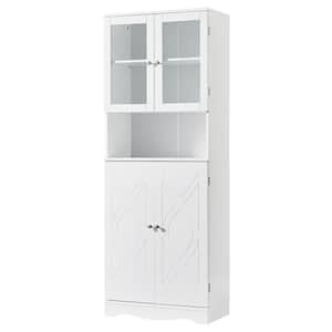 URTR White Wood Storage Cabinet Tall Floor Cabinet Freestanding Corner ...