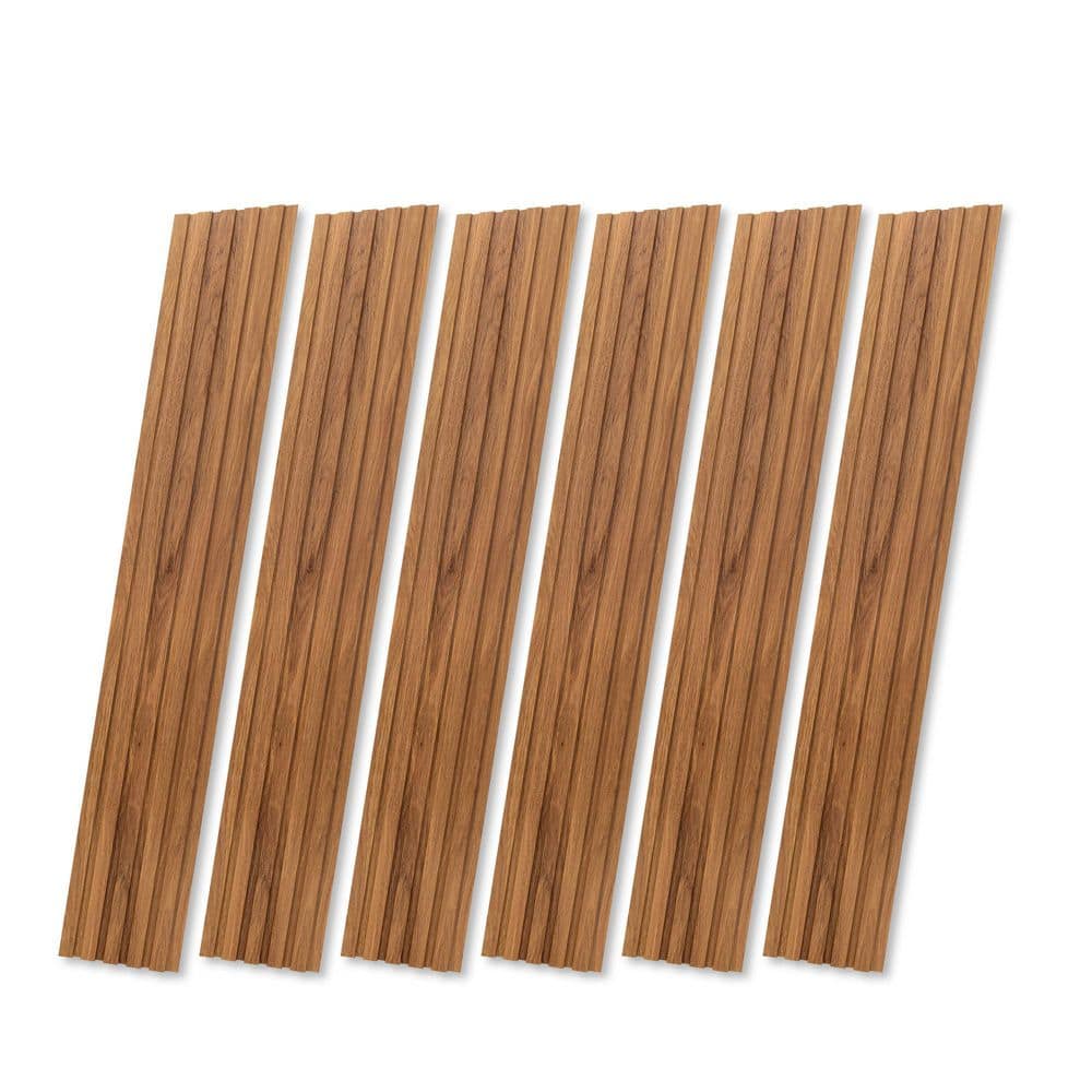 Art3d 3/7 in. x 3/5 ft. x 7.87 ft. Teak Wood Design Square Edge MDF ...