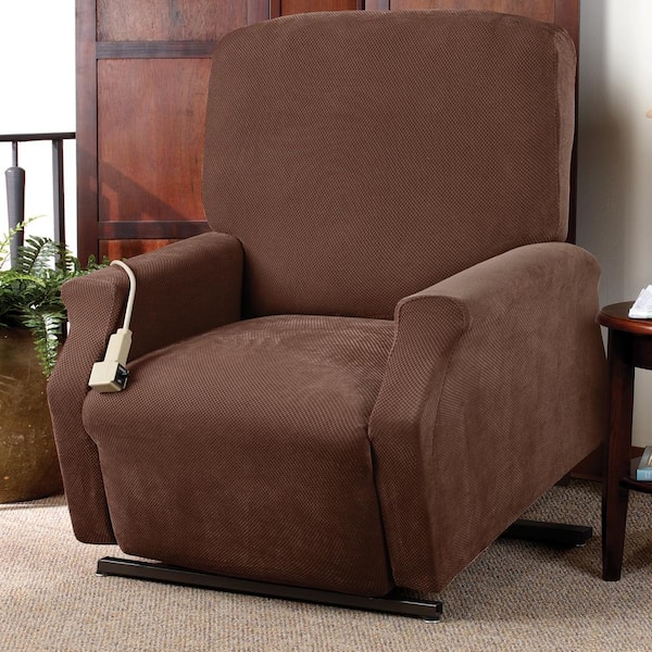 Sure-Fit Stretch Pique Chocolate Recliner Slipcover SF38704 - The Home ...