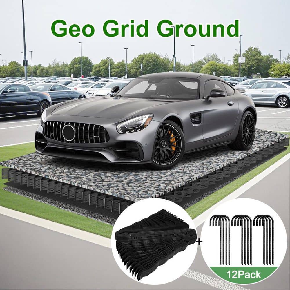 Wellco 10 ft. x 16.5 ft. x 2 in. Plastic Ground Geo Grid Driveway ...