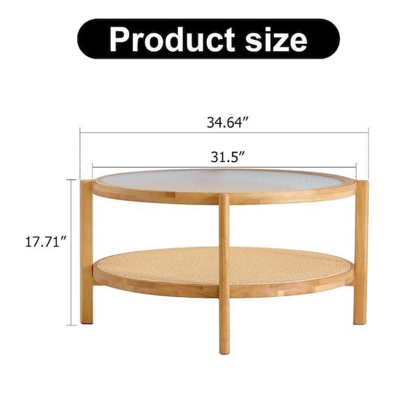 Double Layer Solid Wood Round Tea Table Side Table Small Round Table Suitable for Living Room