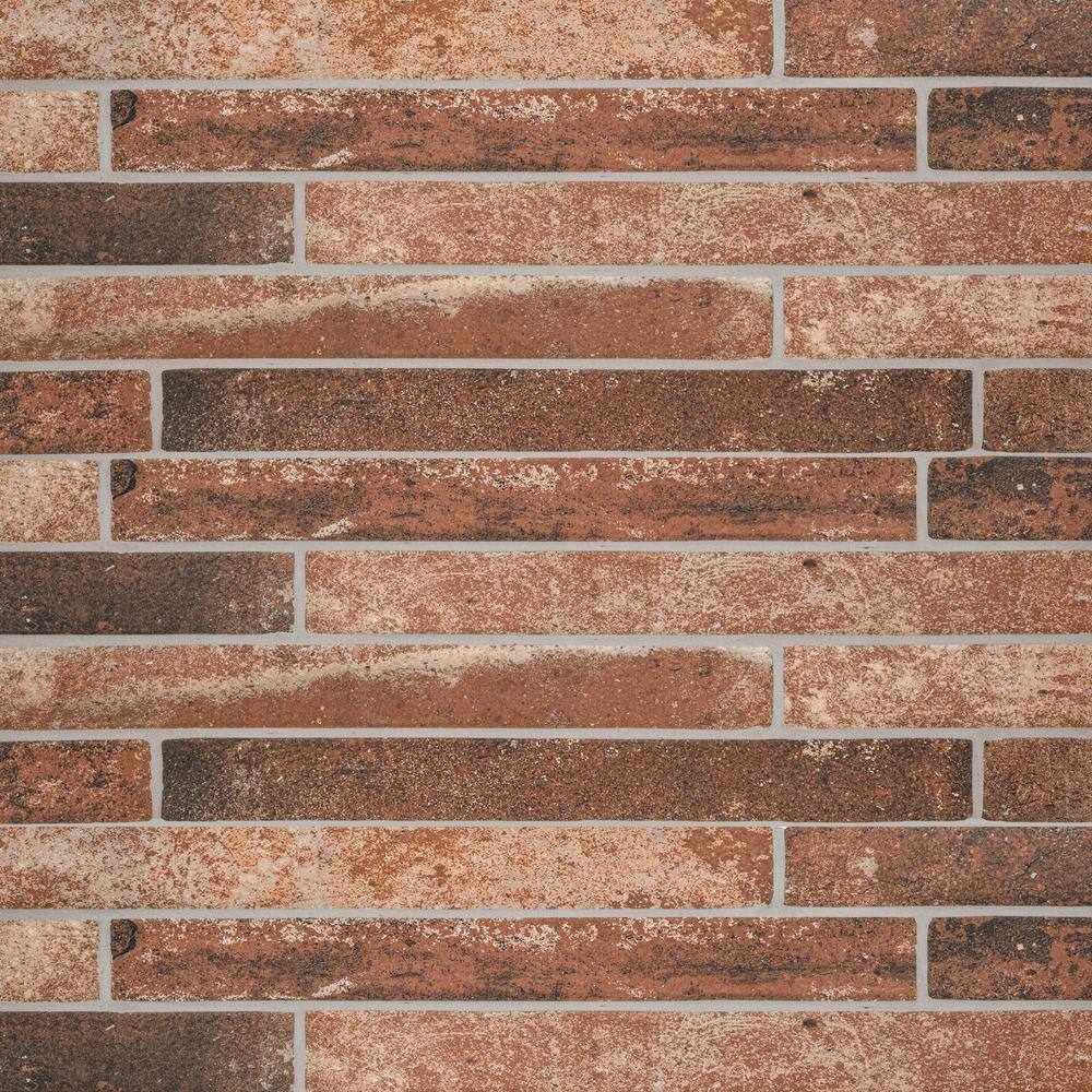 MSI Capella Red Brick 2 in. x 18 in. Matte Porcelain Floor and Wall ...