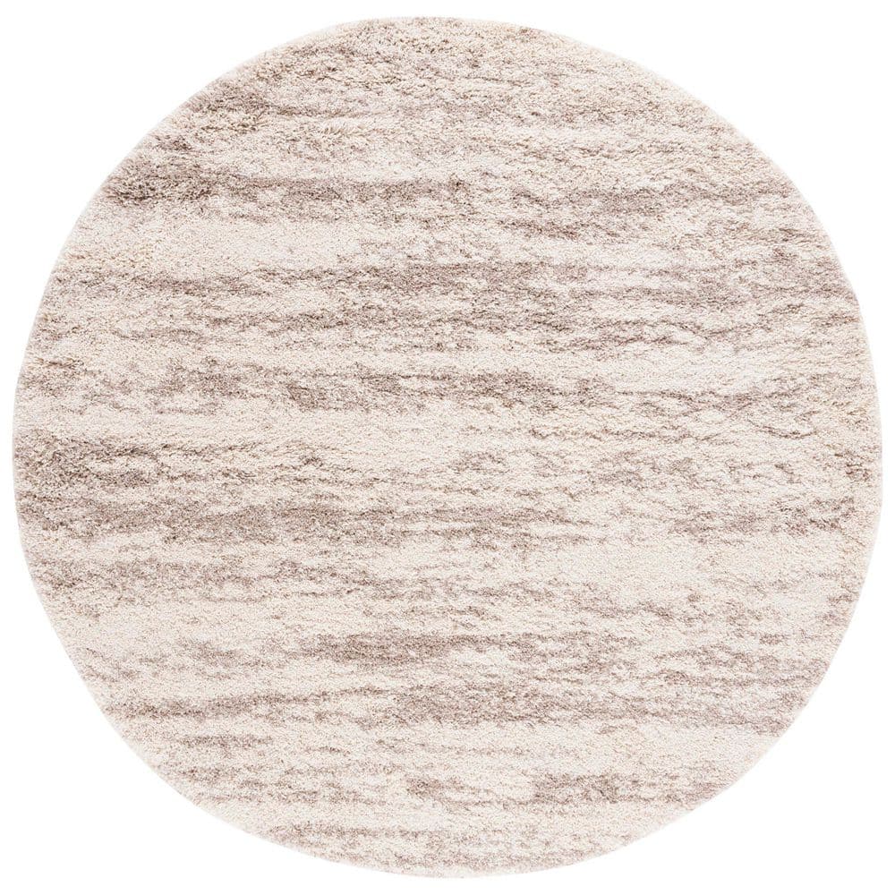 SAFAVIEH Hudson Shag Ivory/Beige 8 ft. x 8 ft. Marble Round Area Rug ...