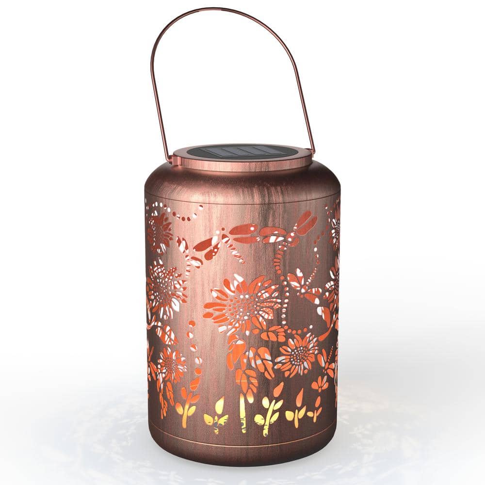 DurX-litecrete 7.5 in. Outdoor Lanterns Solar Lanterns Outdoor Hanging Lantern Garden Torch ...