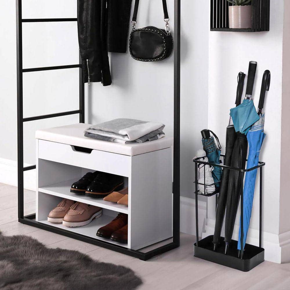 Entryway Black Iron Umbrella Stand with Waterproof Rust-Resistant ...
