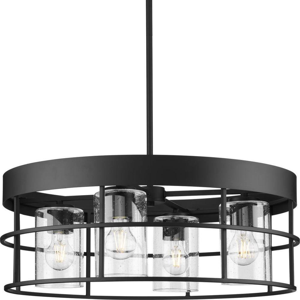 Progress Lighting Burgess Collection 24 in. 4-Light Matte Black Modern ...