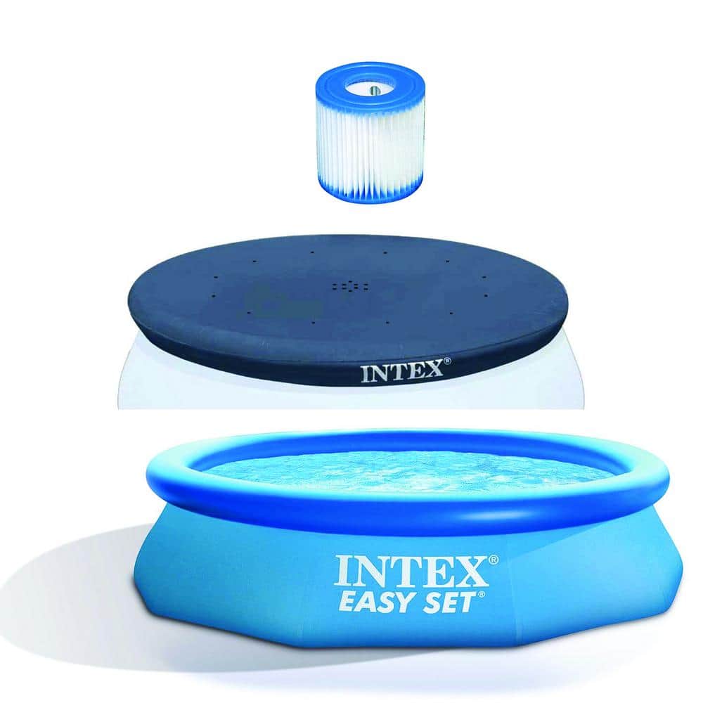 Intex 10 ft. x 120 in. Round Kiddie Pool Set Filter Replacement with ...