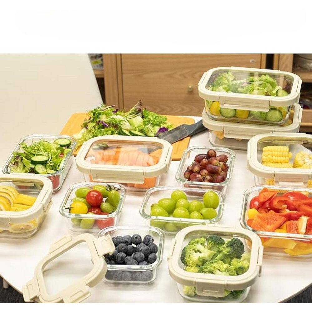 Adrinfly Exclusive Glass Food Storage Container with Lids, BPA-Free ...