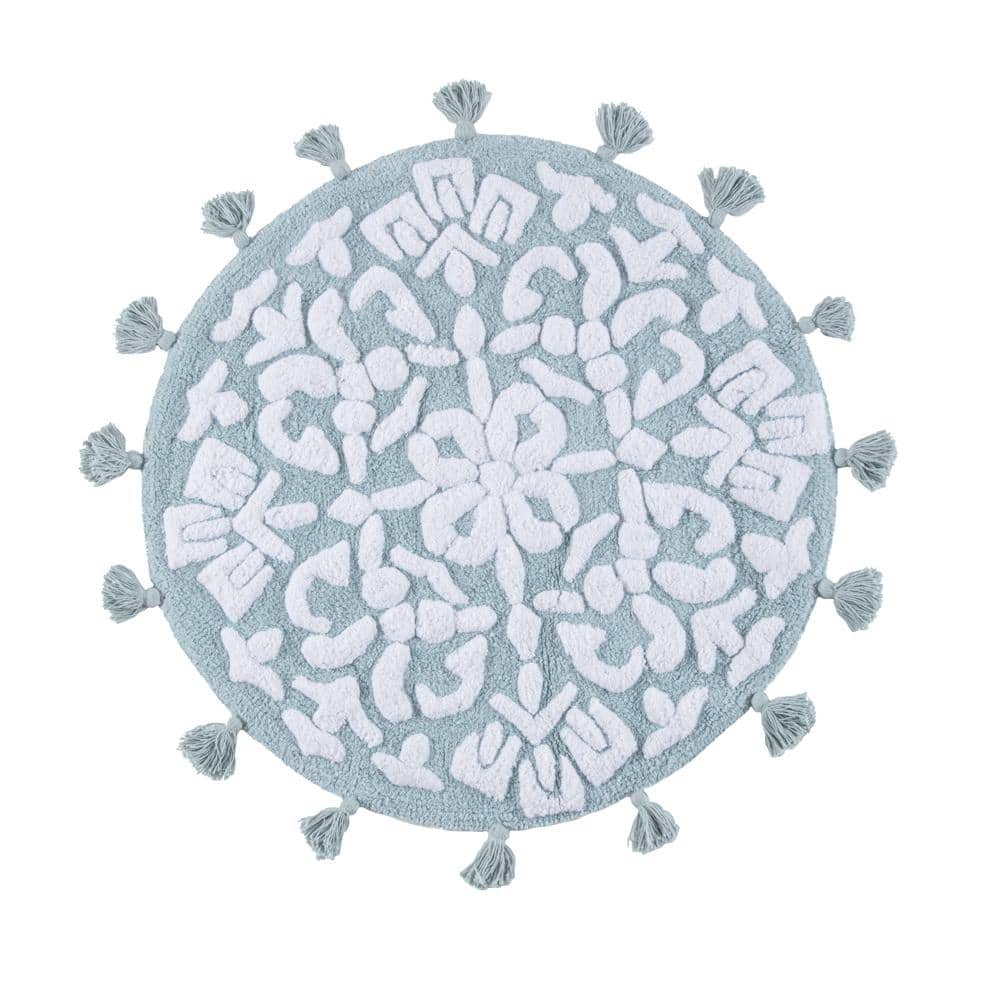 MH LONDON Cambridge Round Arctic (3 ft. Round) Cotton Bath Mat with ...