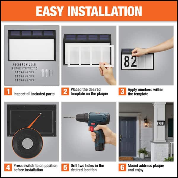 Black Series Solar Powered Lighted Address Plaque | Shelly Lighting