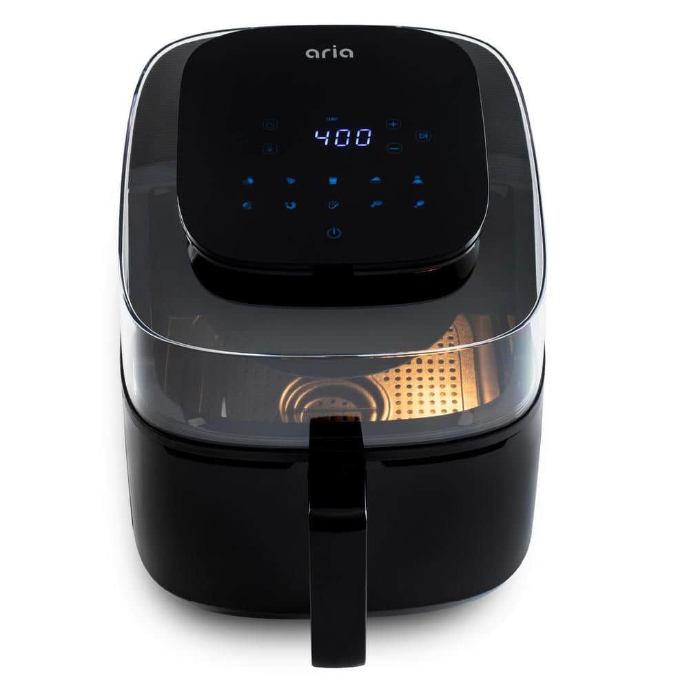 6 qt. Black Panoramic Air Fryer 180 All Around View Generous Cooking Capacity and Modern Touch Screen Interface PAN 448