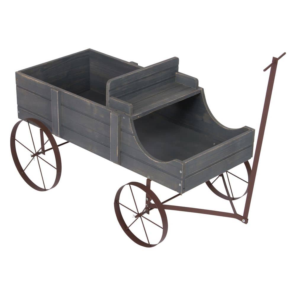 Shine Company 27.75 in. L Gray Cedar Wood Buckboard Amish Wagon ...