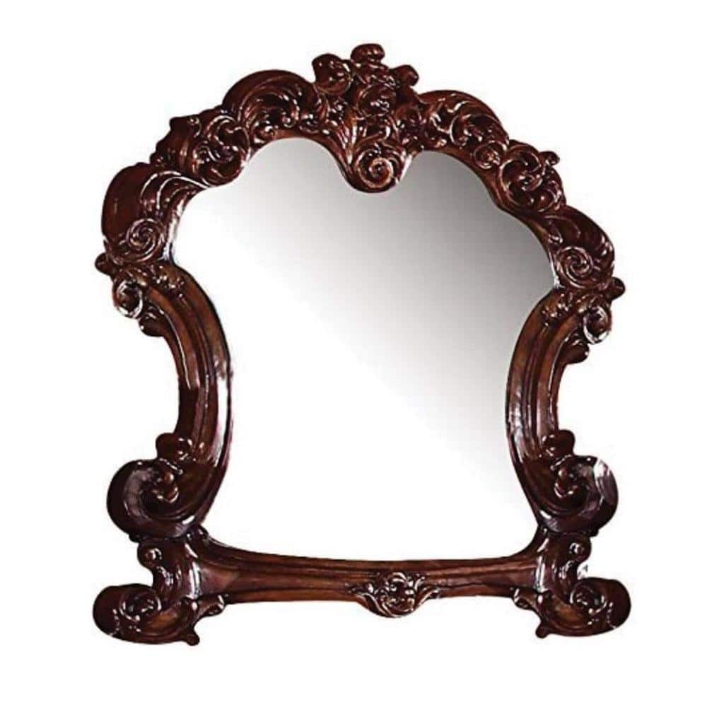HomeRoots 47 in. W x 45 in. H Wood Dark Brown Wood Dresser Mirror ...