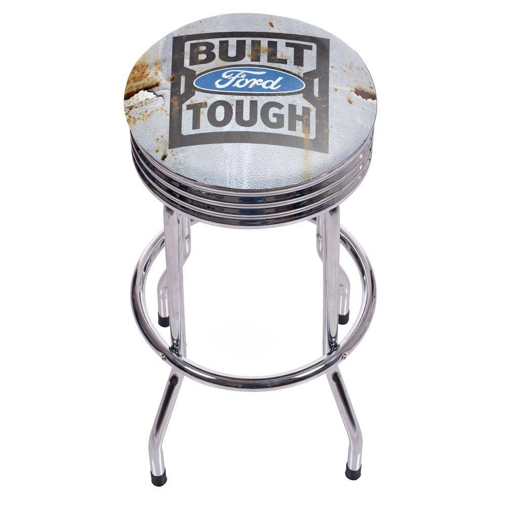 Ford Built Tough 29 in. Chrome Swivel Cushioned Bar Stool FD1005-BFT ...
