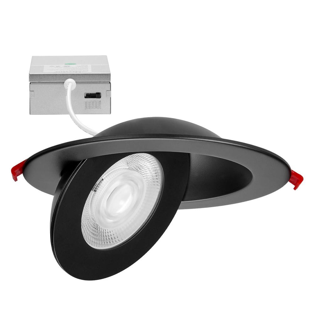 Maxxima 6 in. Adjustable Slim Recessed LED Floating Gimbal Downlight ...