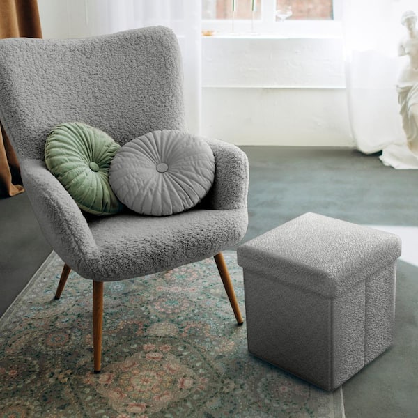 Sorbus Teddy Storage Ottoman Gray