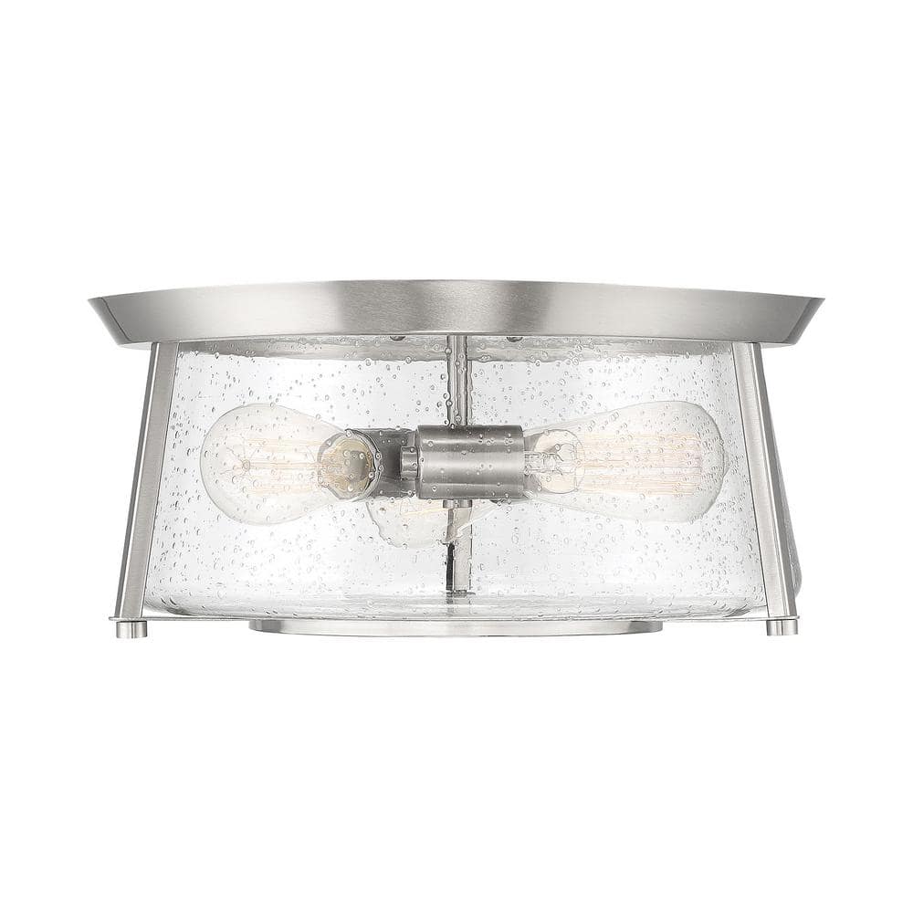 Savoy House Dash 16 in. W x 6.75 in. H 3-Light Satin Nickel Flush Mount ...