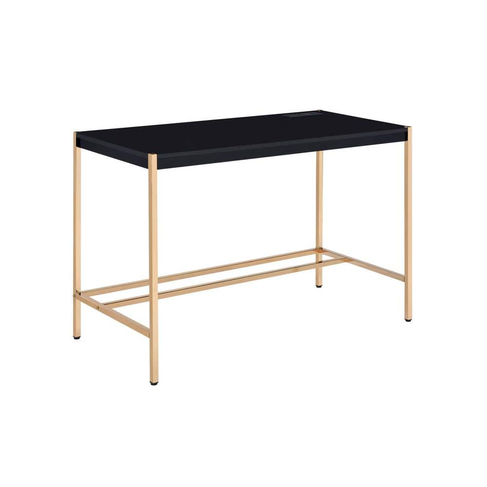 HomeRoots 42 in. Rectangular Black Manufactured Wood Writing Desk ...