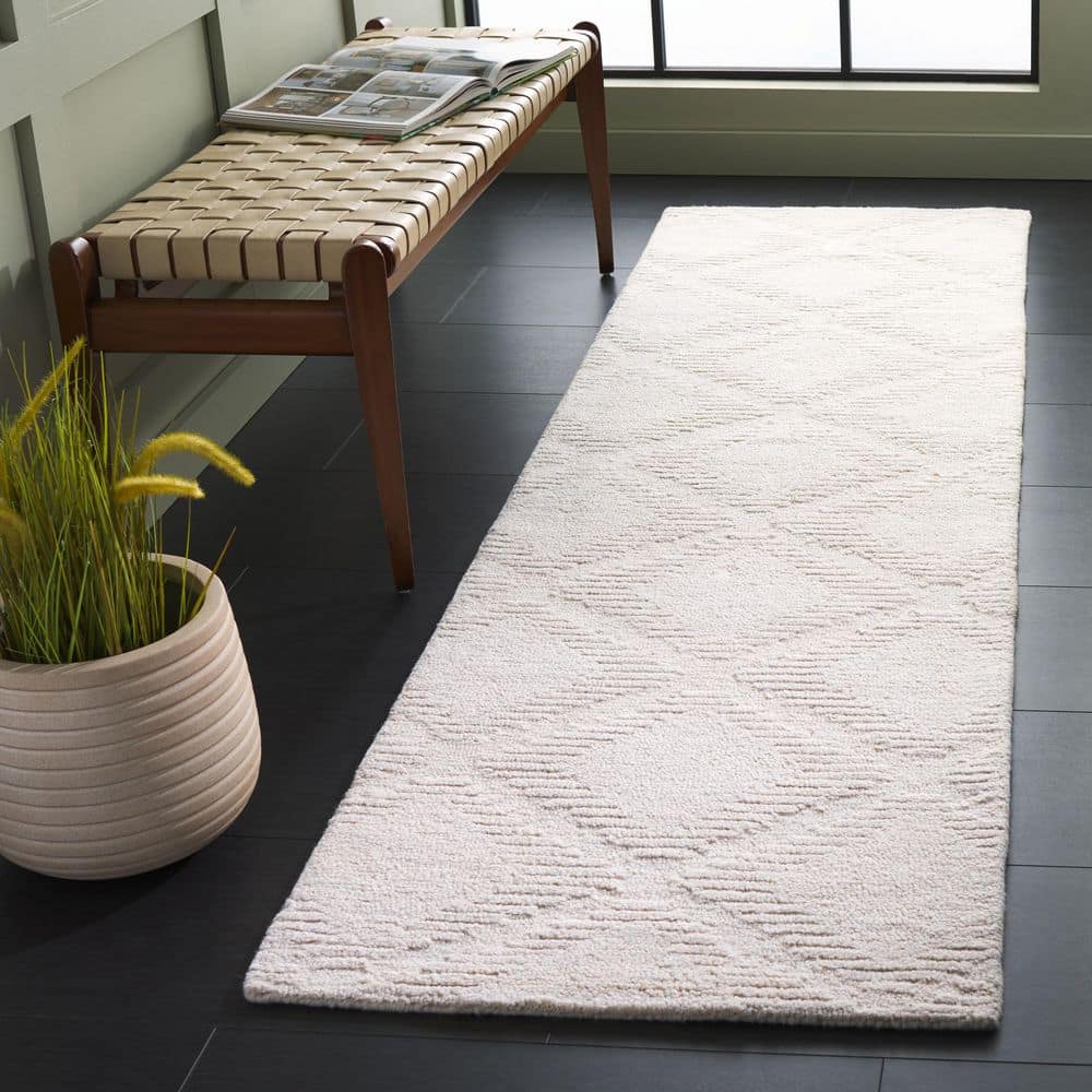 SAFAVIEH Rodeo Drive 2 ft. x 8 ft. Ivory Solid Diamond Runner Rug ...
