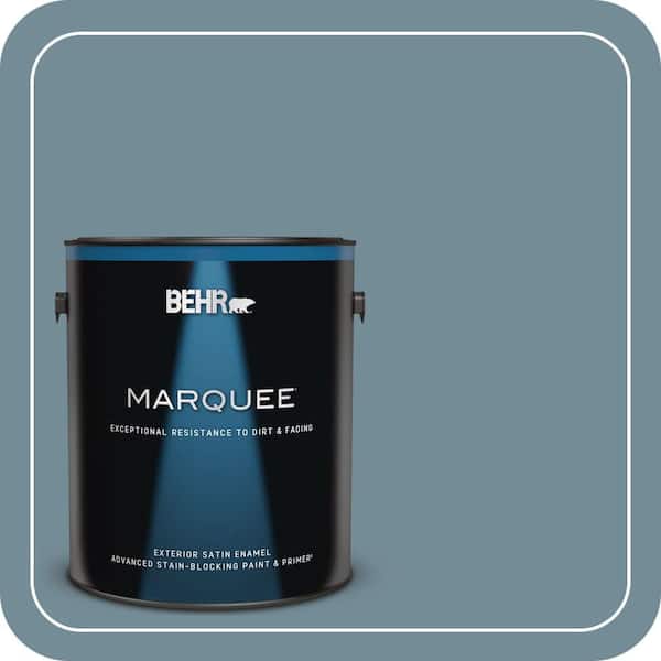 BEHR MARQUEE 1 gal. #QE-54 Shaker Blue Satin Enamel Exterior Paint ...