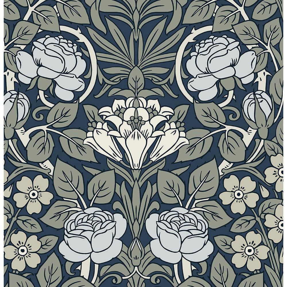 NextWall Bluestone Vintage Rose Vinyl Peel and Stick Wallpaper Roll (30 ...