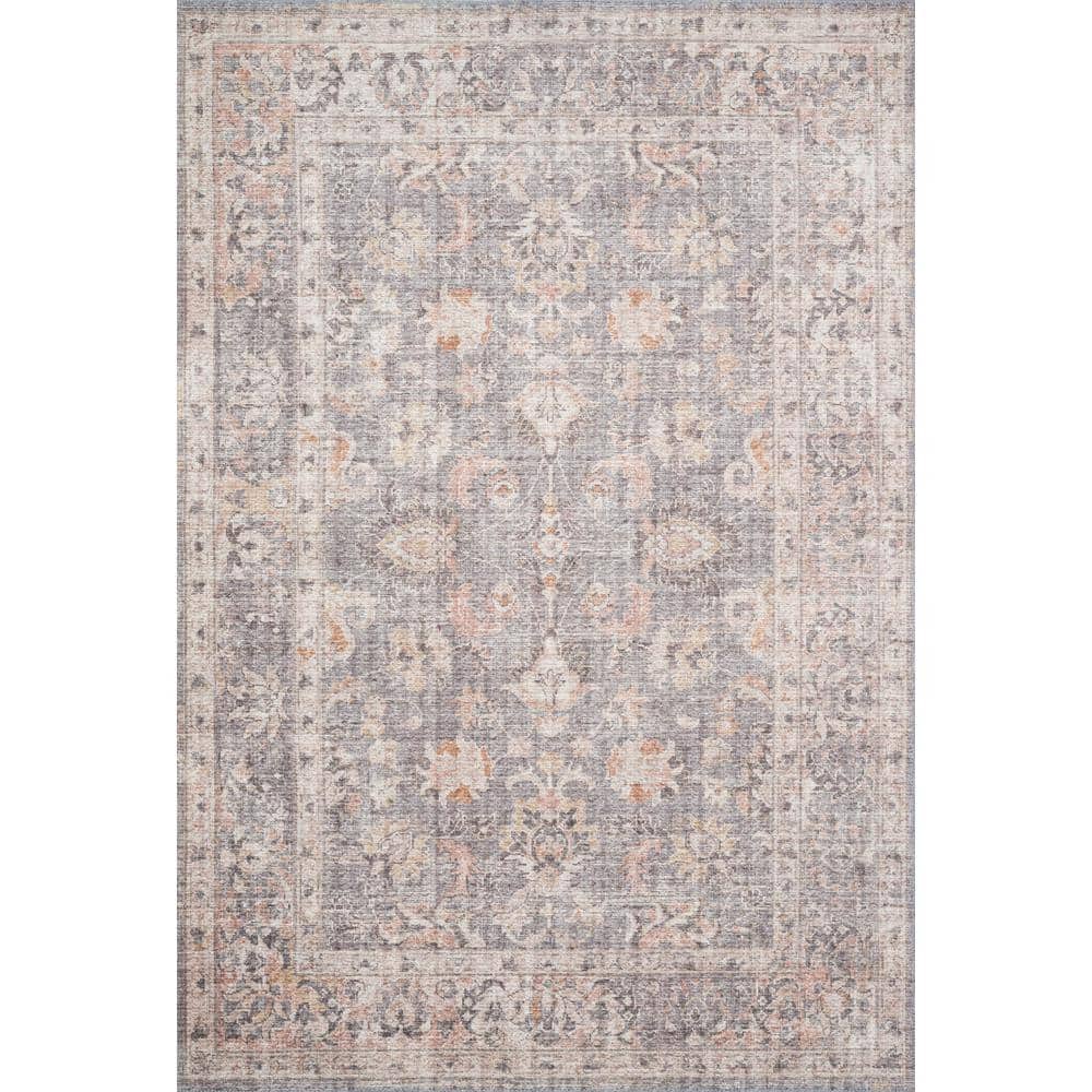 Loloi Skye Grey/Apricot 9 Ft. x 12 Ft. Printed Traditional Area Rug ...