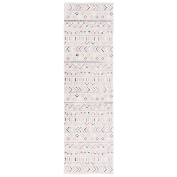 SAFAVIEH Blair Beige/Multi 2 ft. x 8 ft. Machine Washable Geometric ...