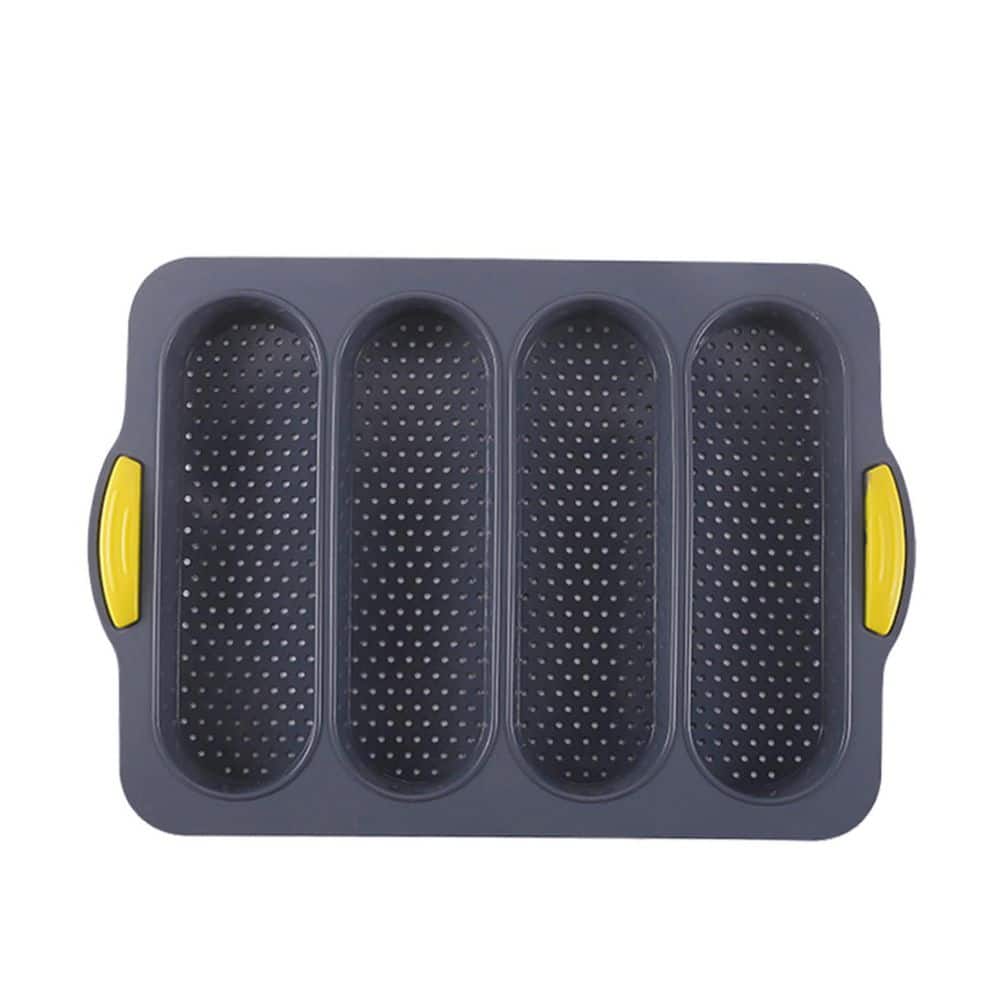 Wudkey 4-Cup Silicone Nonstick Baguette Bread Loaf Pan 1-Pack, Silicone ...