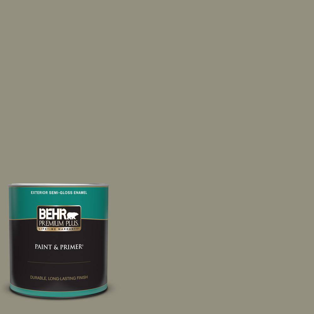 BEHR PREMIUM PLUS 1 qt. #N350-5 Muted Sage Semi-Gloss Enamel Exterior ...