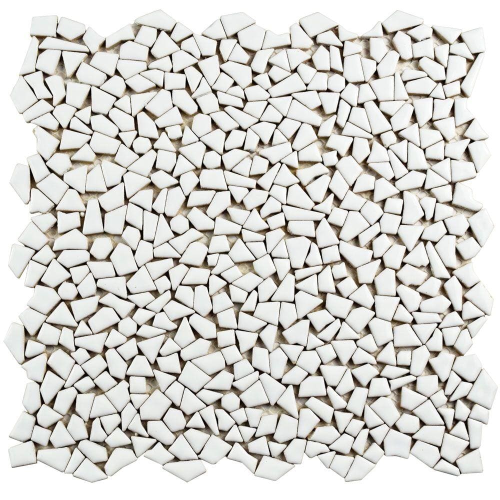Merola Tile Jazz White 11-1/4 in. x 11-1/4 in. x 5 mm Ceramic Mosaic ...