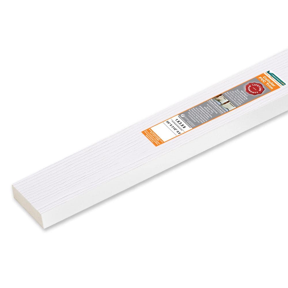 Veranda 3/4 in. x 2-1/2 in. x 8 ft. Reversible Vinyl Cellular PVC Trim ...
