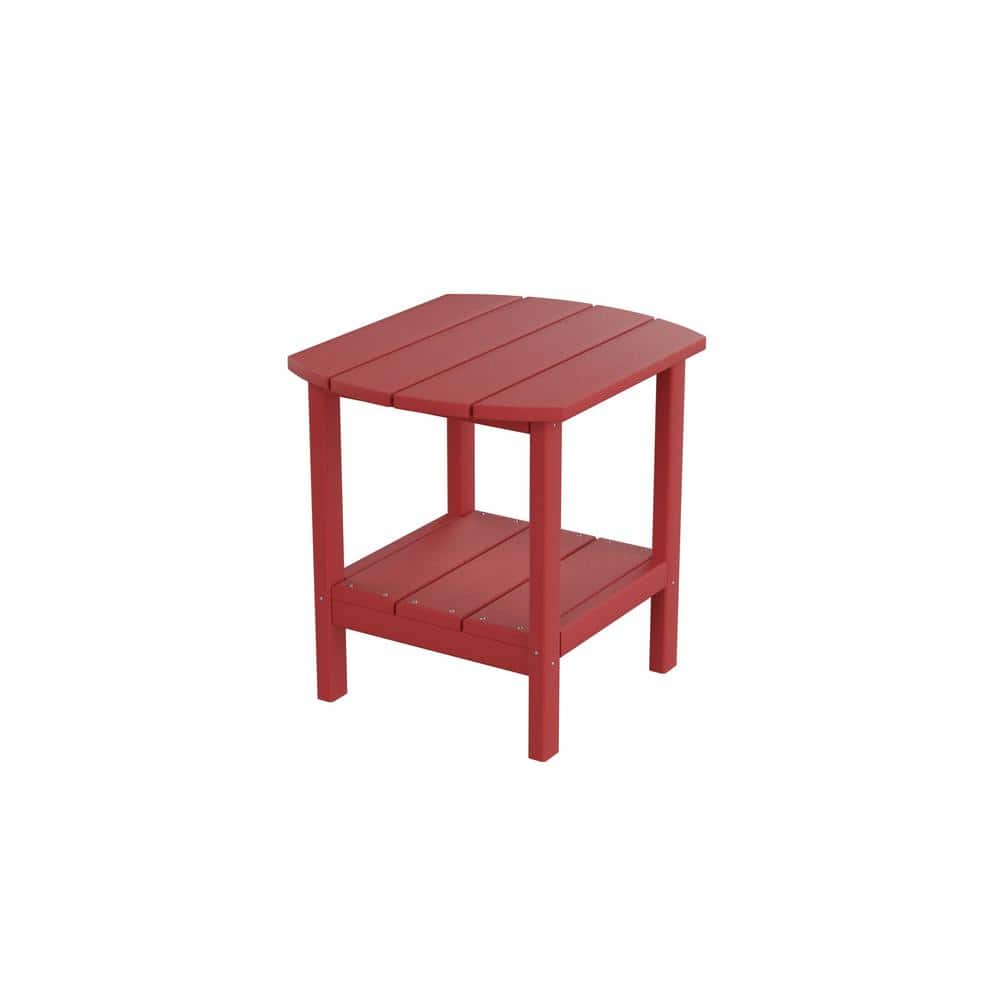 Tidoin Red Plastic Outdoor Side Table JUST-YDW1-1882 - The Home Depot