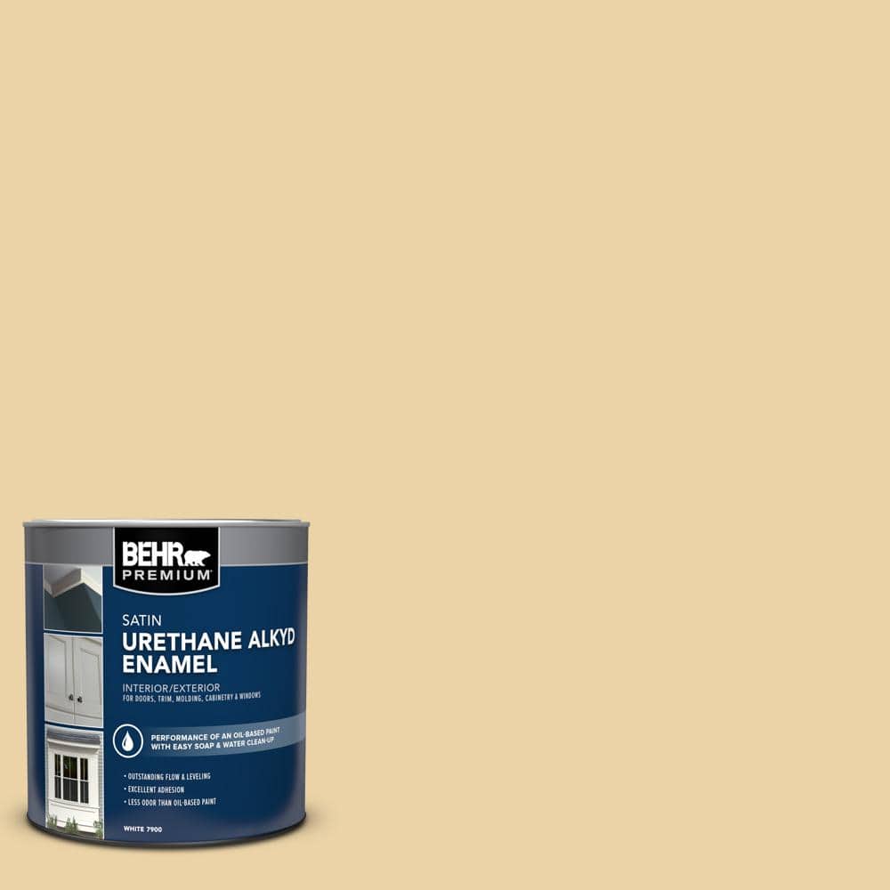 BEHR PREMIUM 1 qt. #350F-4 Quiet Veranda Satin Enamel Urethane Alkyd ...