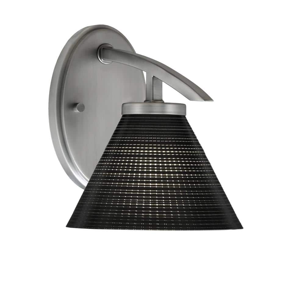 Siena 1-Light Graphite Downlight Wall Sconce with Black Matrix Glass ...