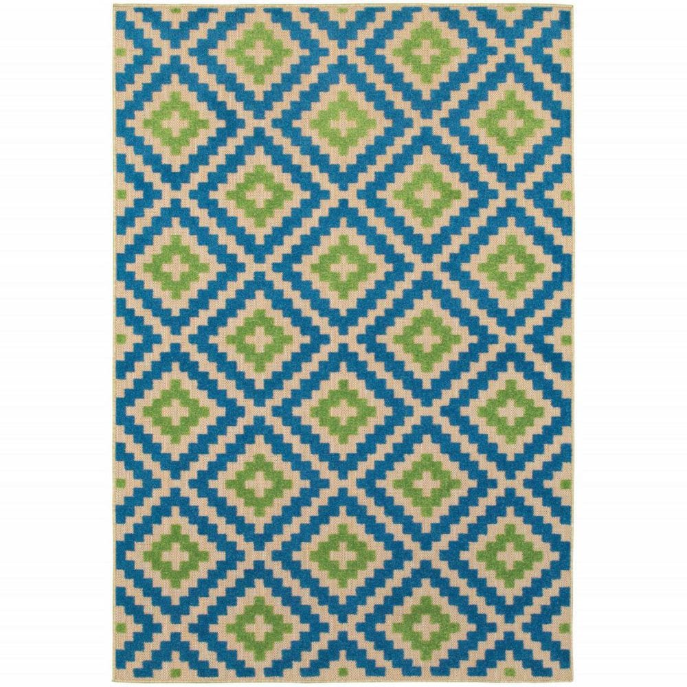 HomeRoots Blue, Beige 7 ft. x 10 ft. Loomed Polypropylene Rectangle ...