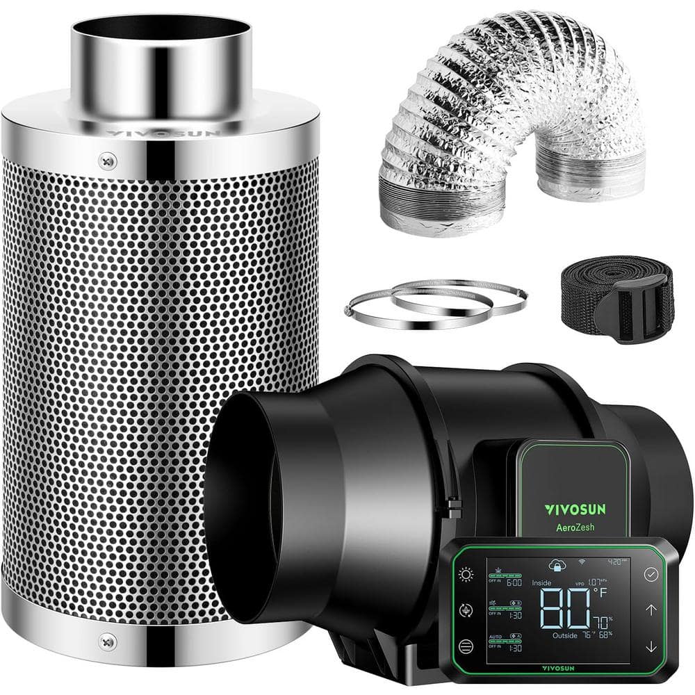 VIVOSUN AeroZesh S6 6 in. Inline Duct Fan with GrowHub E42A Controller ...
