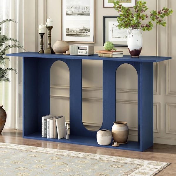 Harper & Bright Designs Arch Design 60 in. Navy Rectangle Ash Wood ...