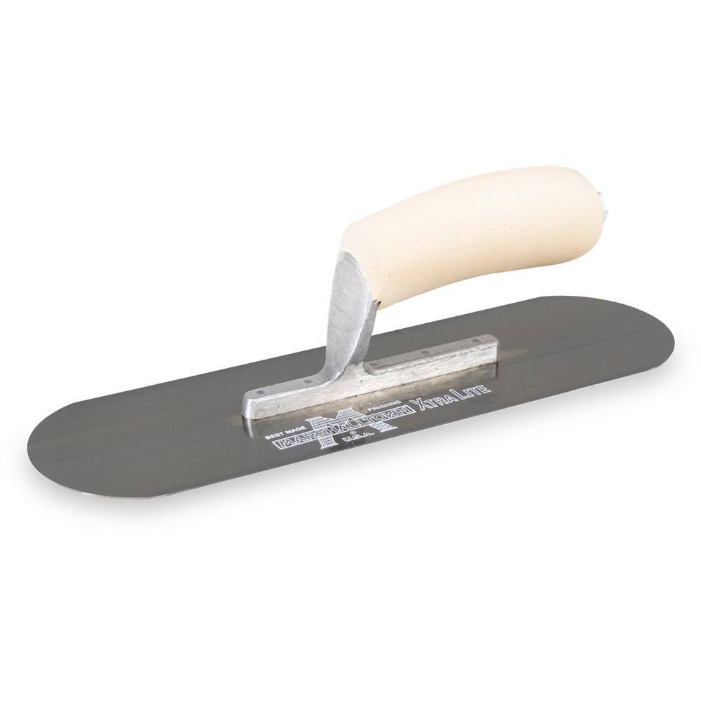 MARSHALLTOWN 12 in. x 3-1/2 in. Blue Steel Pool Trowel - Wood Handle ...