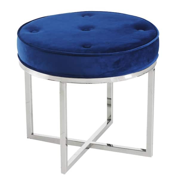 Best Master Furniture Samuel 19.5 in. L x 18.5 in. H Round Blue Velvet ...