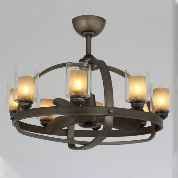 300 ft. Indoor Stone Gray Ceiling Fan with Light and Remote Fan Light ...