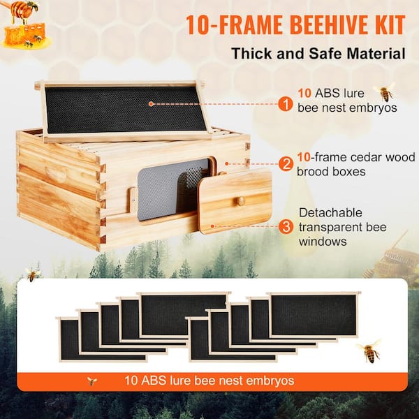 SKYSHALO 100% Beeswax Coated Natural Cedar Wood, Bee Hive Deep Box ...