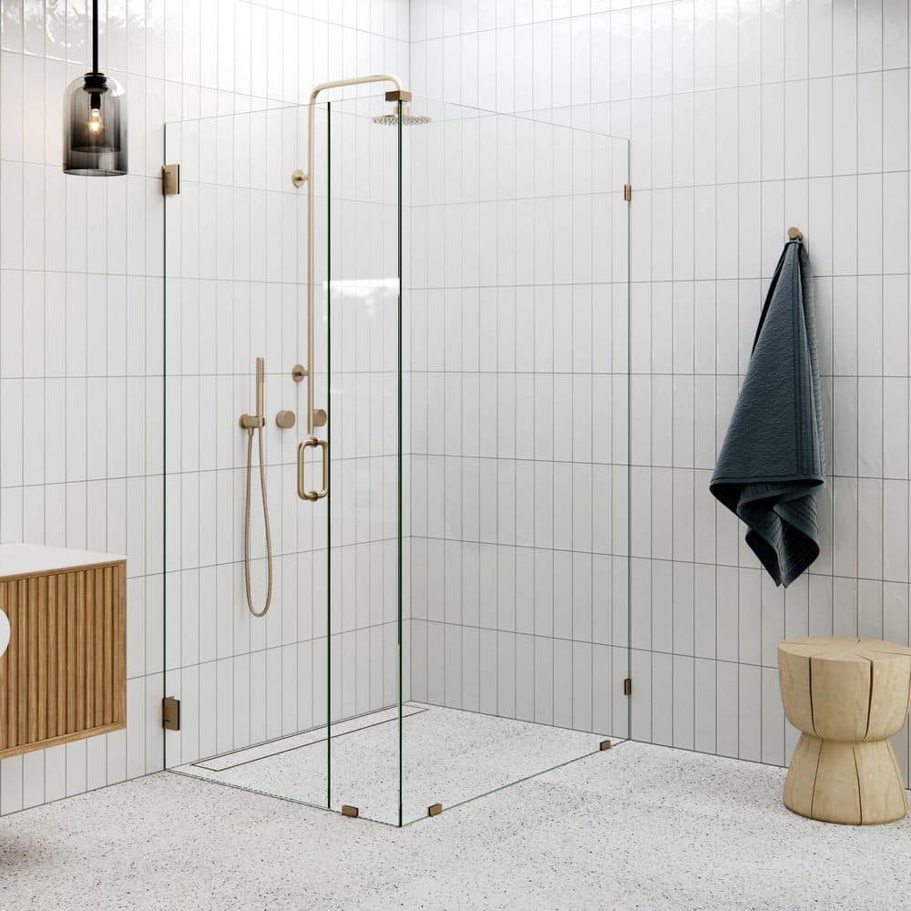 Glass Warehouse 36 in. W x 46.5 in. D x 78 in. H Pivot Frameless Corner ...