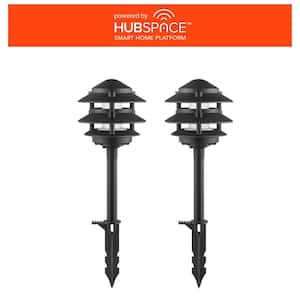 Hampton Bay Low Voltage 500 Lumen Black Hardwired Color Changing ...