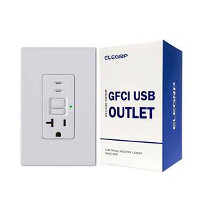 ELEGRP GFCI USB COMBO-15 Amp GFCI Outlet and 24-W In-Wall USB Charger ...