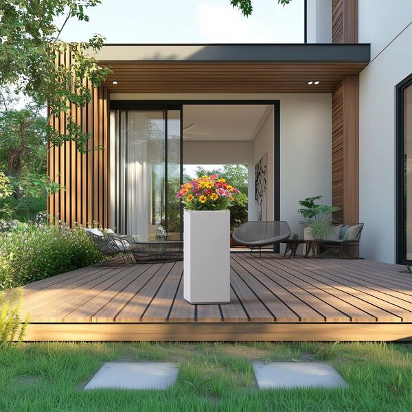 Sapcrete 9 in. Large Crisp White(Enhanced Core) Concrete Rectangular ...