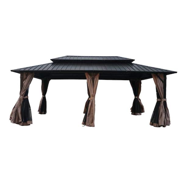 12 ft. x 20 ft. Double Metal Roof Gazebo-Elegant, Durable, and Weather ...