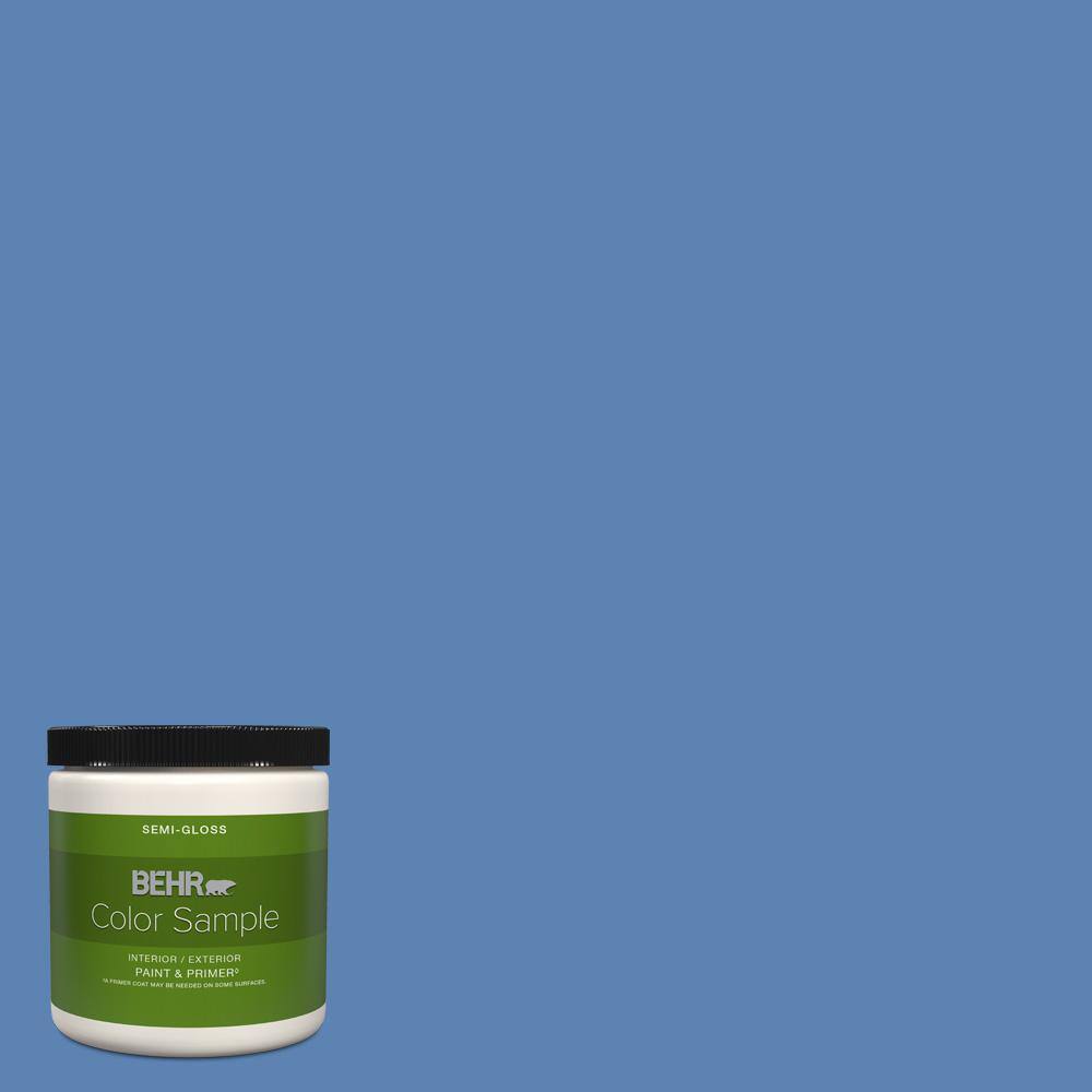 BEHR PREMIUM PLUS 8 oz. #PPU15-06 Neon Blue Semi-Gloss Interior ...
