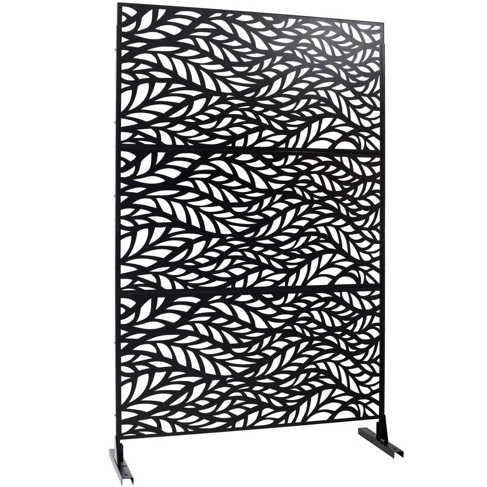 Runesay Outdoor 76 in. Hx48 in. W Metal Privacy Screen in Black for ...