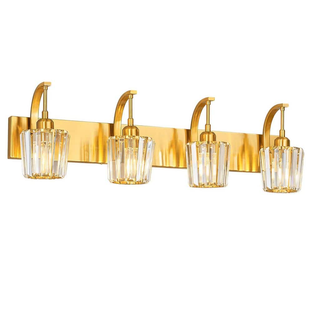 ZHLWIN Home Lighting 32.67 in. 4-Light Gold Conical Vanity Lights with ...